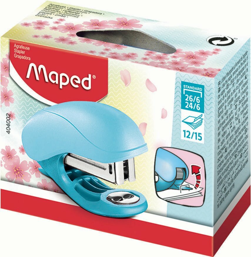 Степлер MAPED VIVO PASTEL до 15 листов №24/6,26/6 пластик