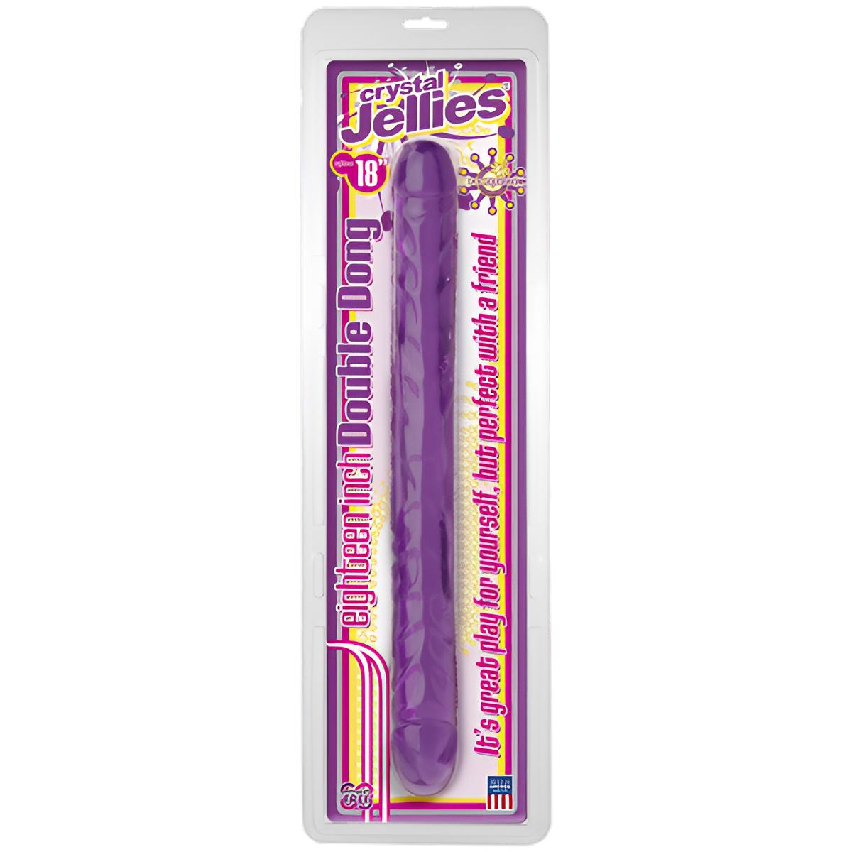 Двусторонний дилдо фиолетовый Crystal Jellies 18 Double Dong - Purple