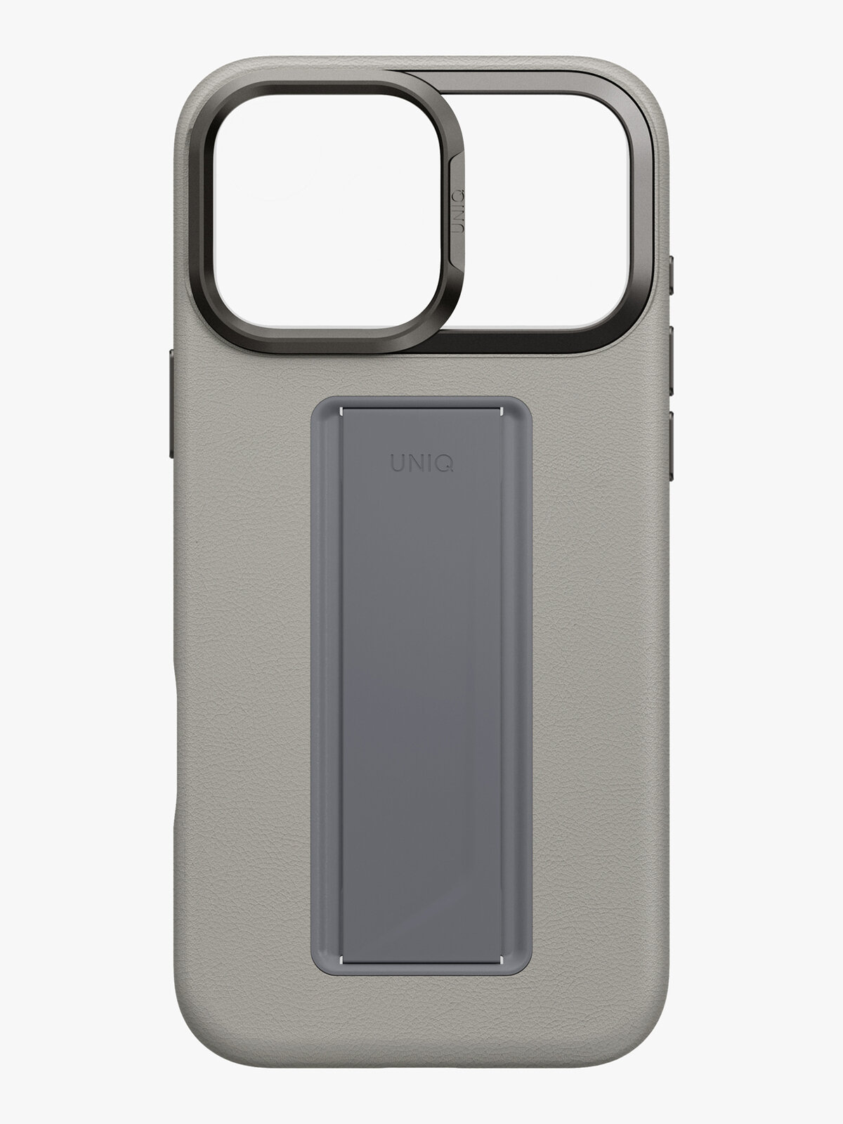 Чехол Uniq для iPhone 17 Pro Max, Heldro PRO из премиальной экокожи, с MagSafe, с ремешком FlexGrip, серый