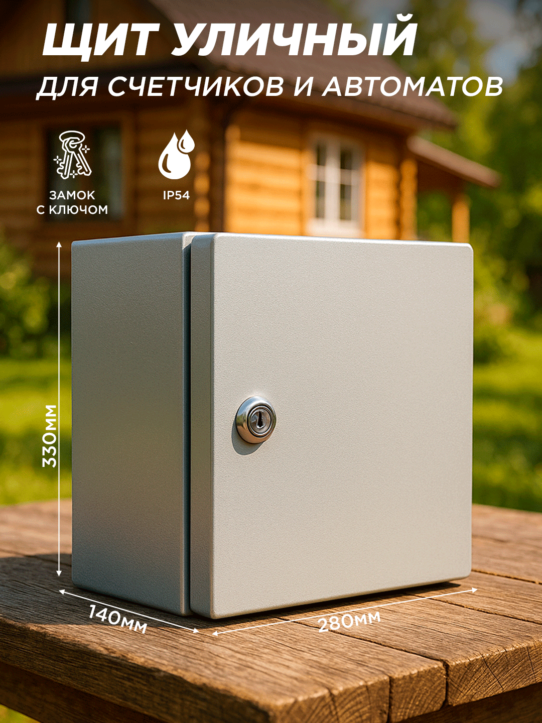 Щит с монтажной панелью навесной 330х280х140 уличный IP54 щпу-1