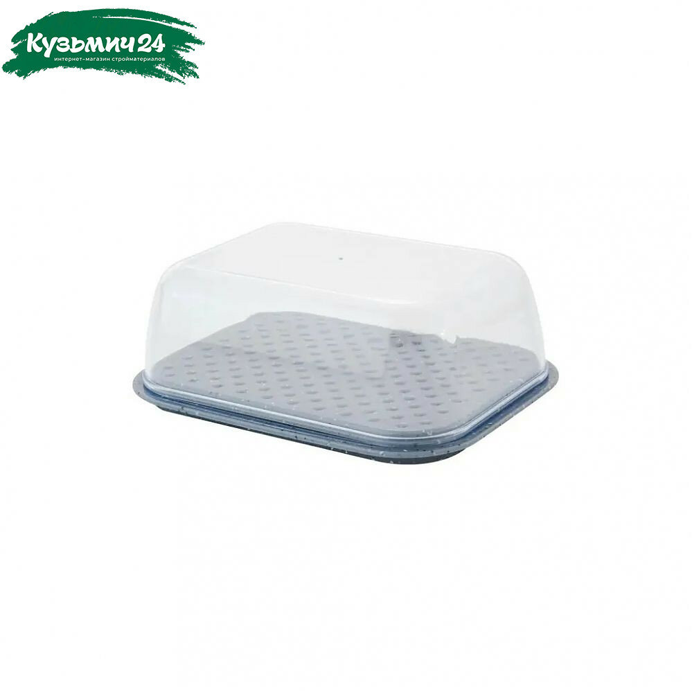 Масленка Plast Team Stone двухсторонняя, пластик, темный камень, 55х110х145 мм