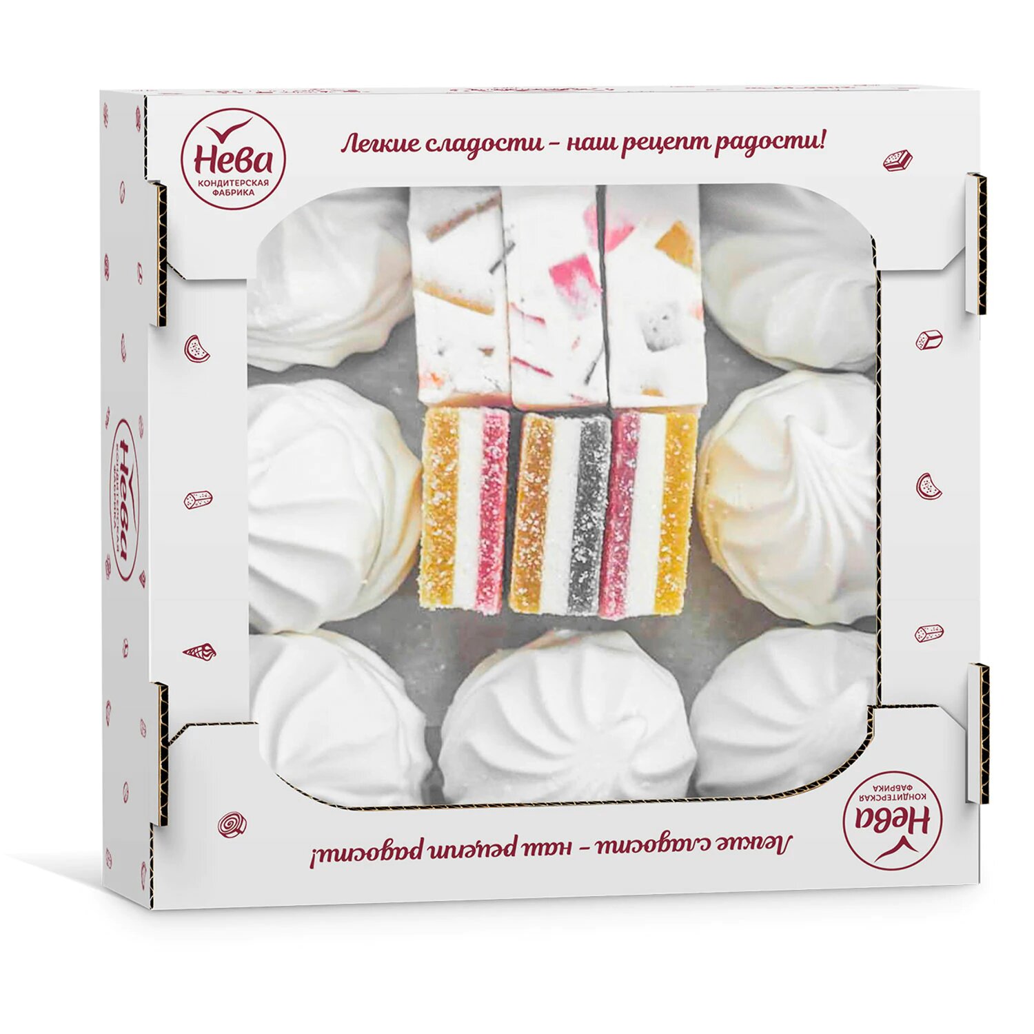 Набор нева, ассорти: зефир ванильный, мармелад трехслойный, пастила с кусочками мармелада, 650 г, 2шт.