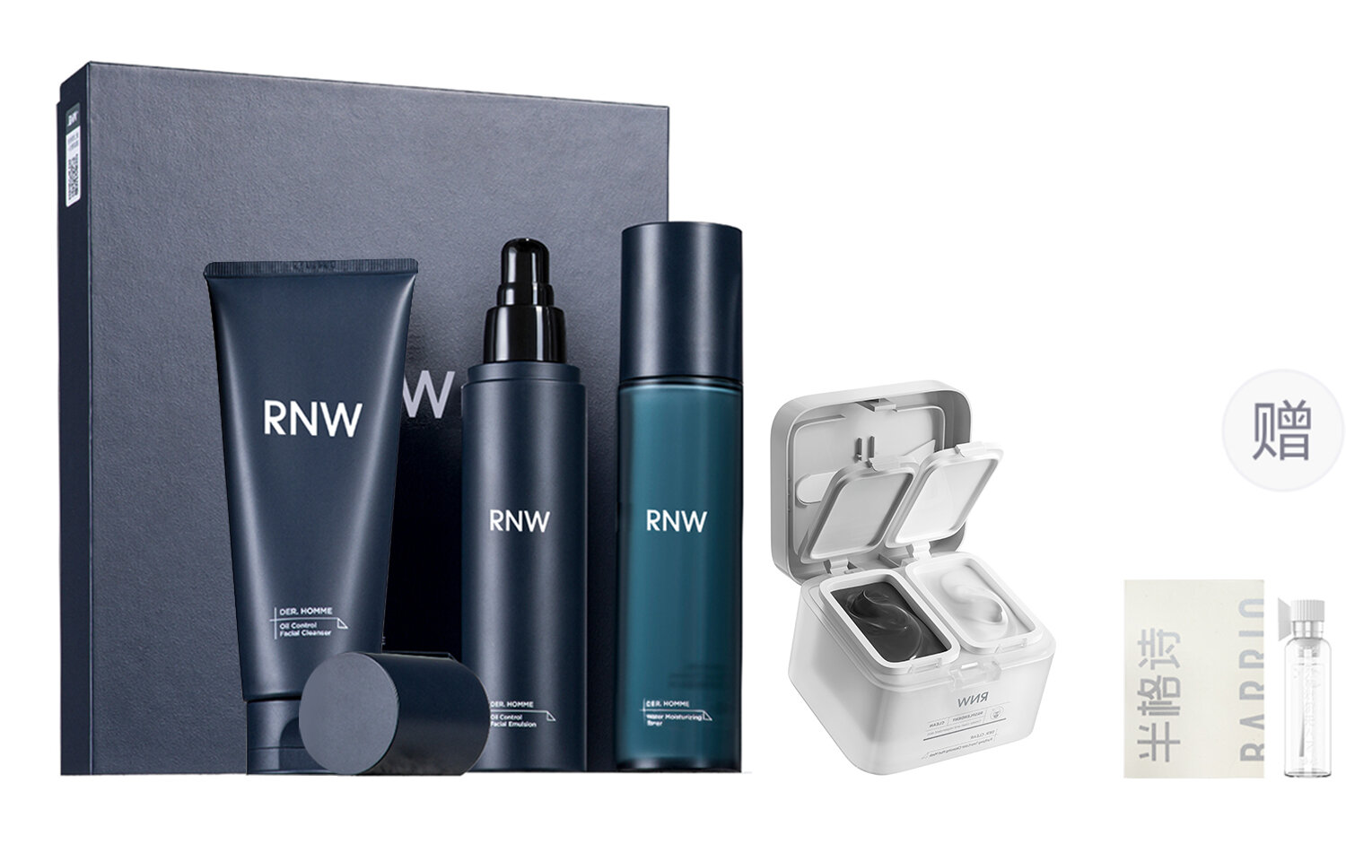Набор для ухода за кожей мужской DER.HOMME RNW, [Facial Cleanser+Toner+Lotion+Clay Mask]Complimentary Perfume Sample