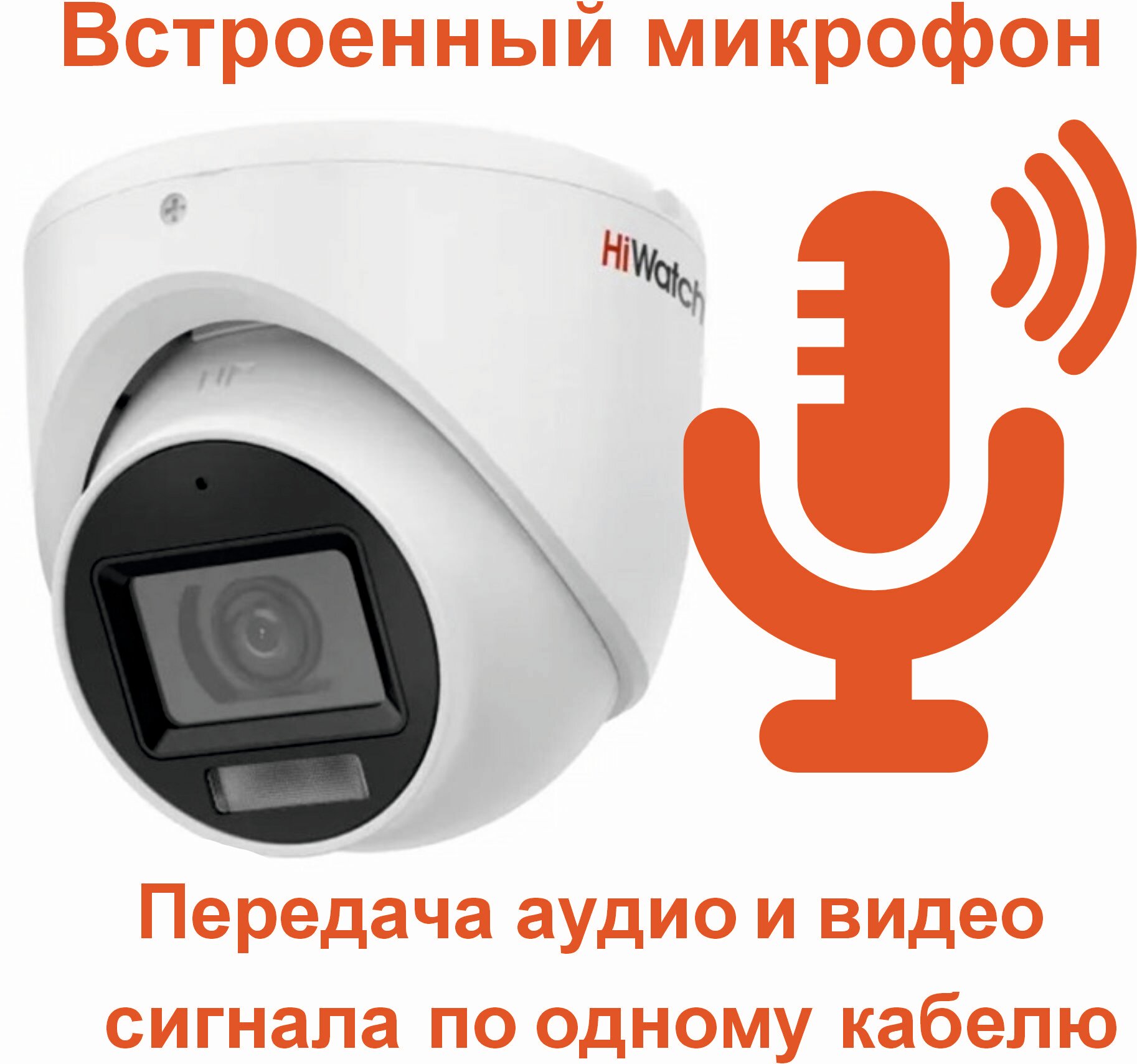 HIWATCH DS-T203A(B) (2.8mm), 1920 х 1080, 2.8 мм, микрофон, Камера видеонаблюдения аналоговая