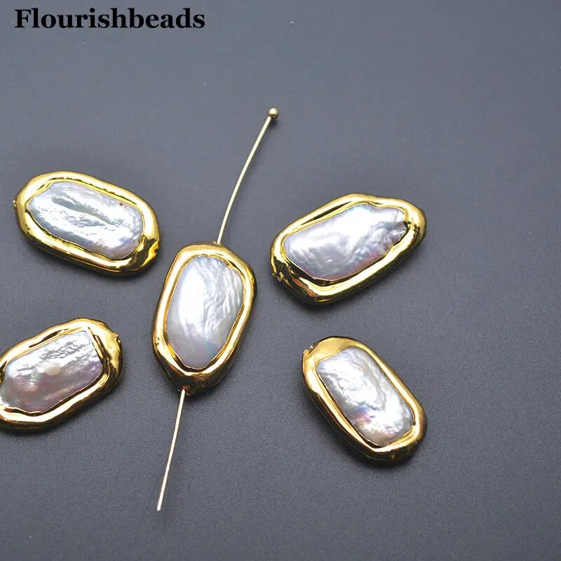 5 шт. позолоченные бусины из белого жемчуга Flourishbeads pearl square beads