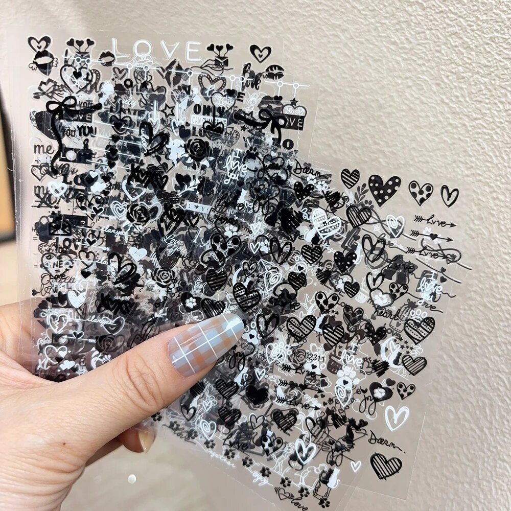 Наклейки для ногтей сердечки серебристые MAFANAILS, 12 шт