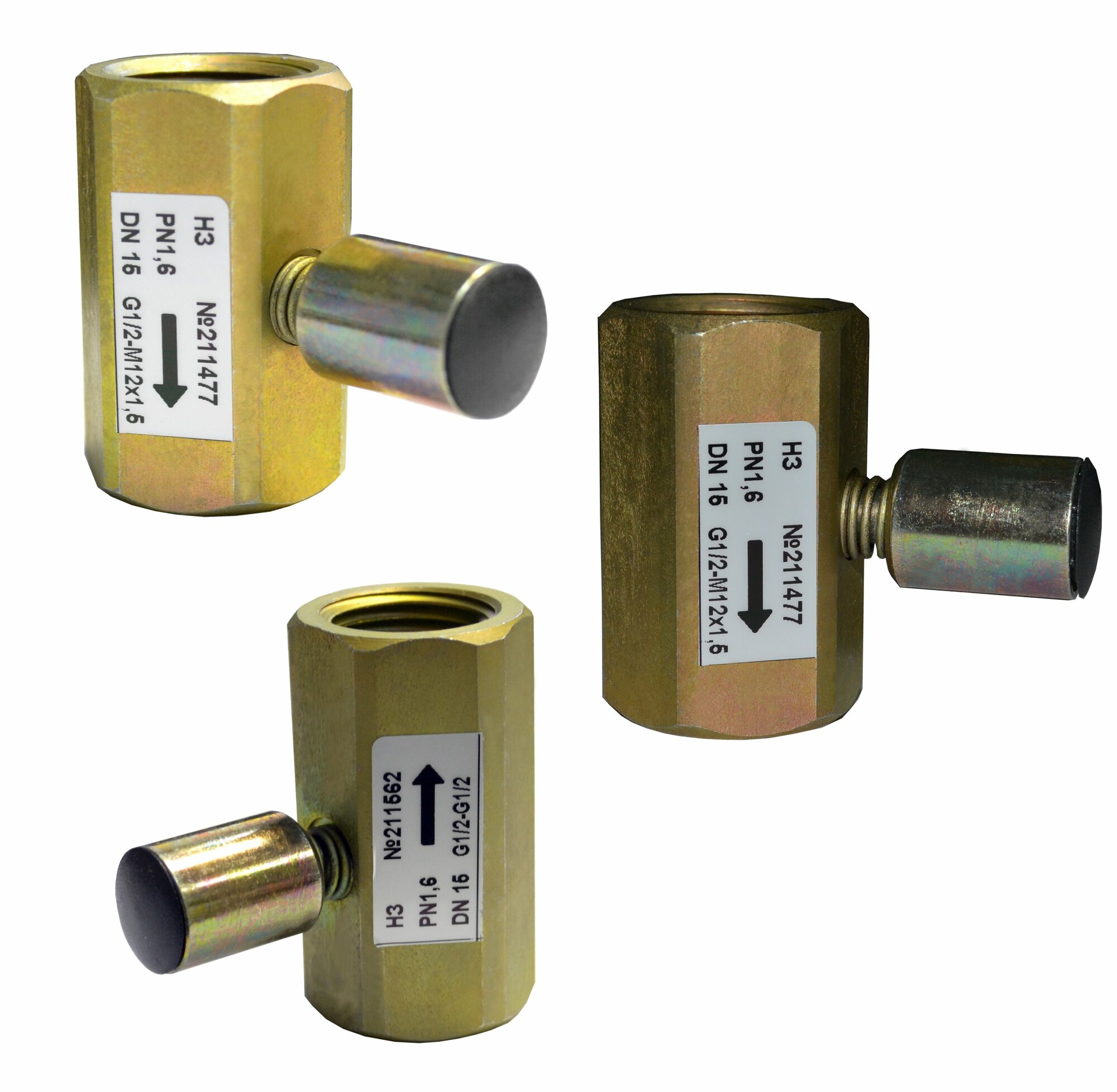 VE-PACKO-НЗ-1,6-G1/2-G1/2-М2-Ст кран для манометра кнопочный нормально-закрытый