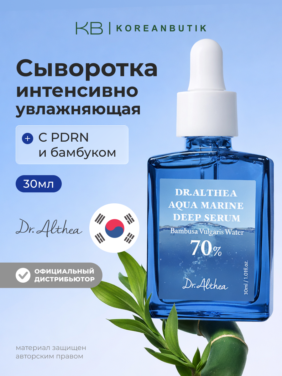 Сыворотка глубокоувлажняющая с PDRN и бамбуком 70% | Dr.Althea Aqua Marine Deep Serum 30ml
