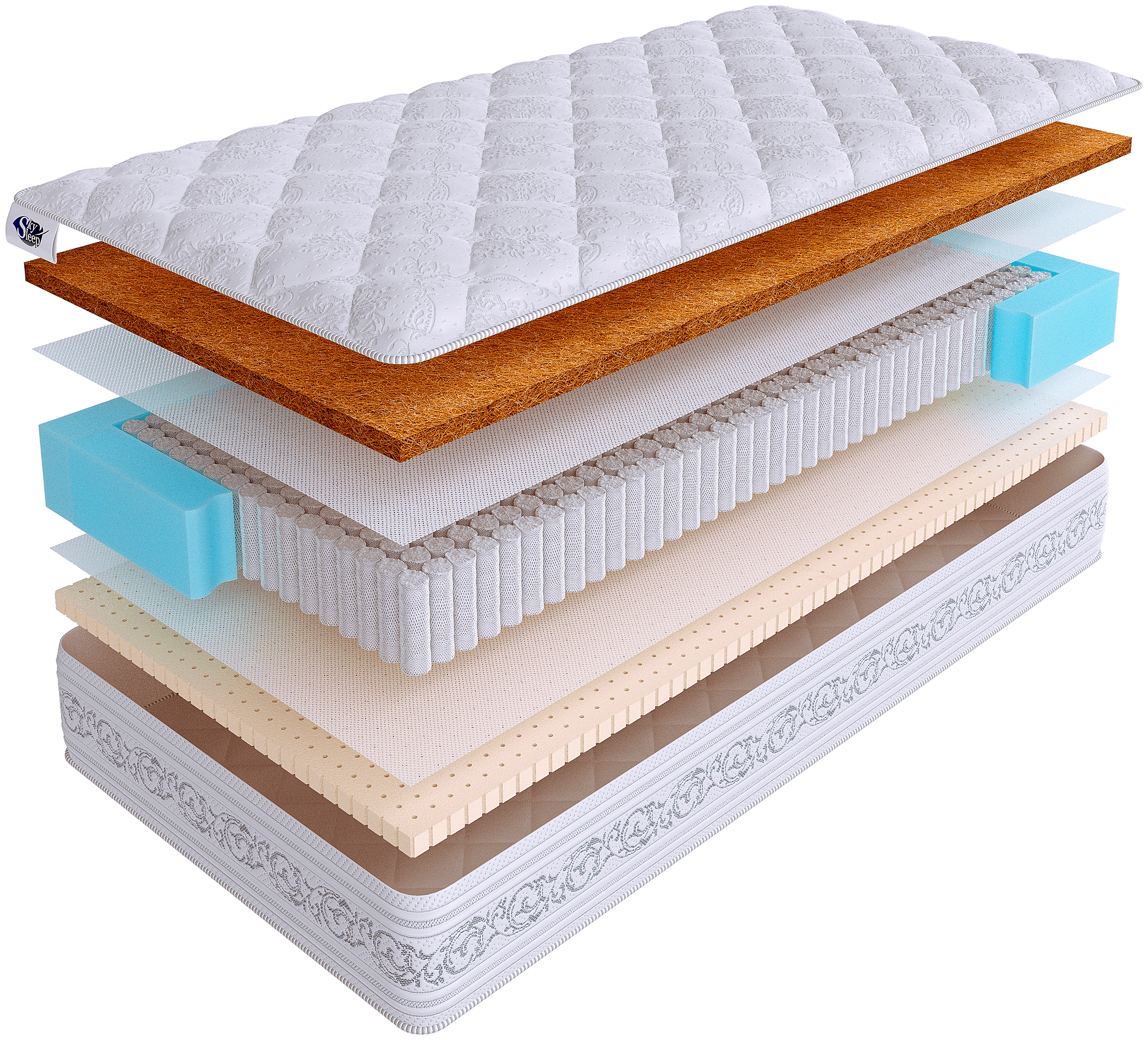Ортопедический матрас с натуральным наполнением SkySleep ETALON MIX S1000 на кровать 80x175