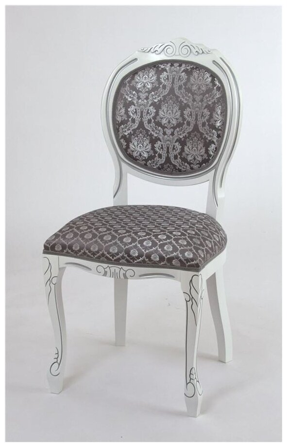 Стул "Милорд №12" (Белый + патина серебро/ткань Yara 149/1; Yara diamond 149/1)