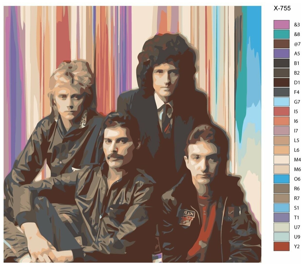 Картина по номерам X-755 "Рок-группа Queen" 40х40