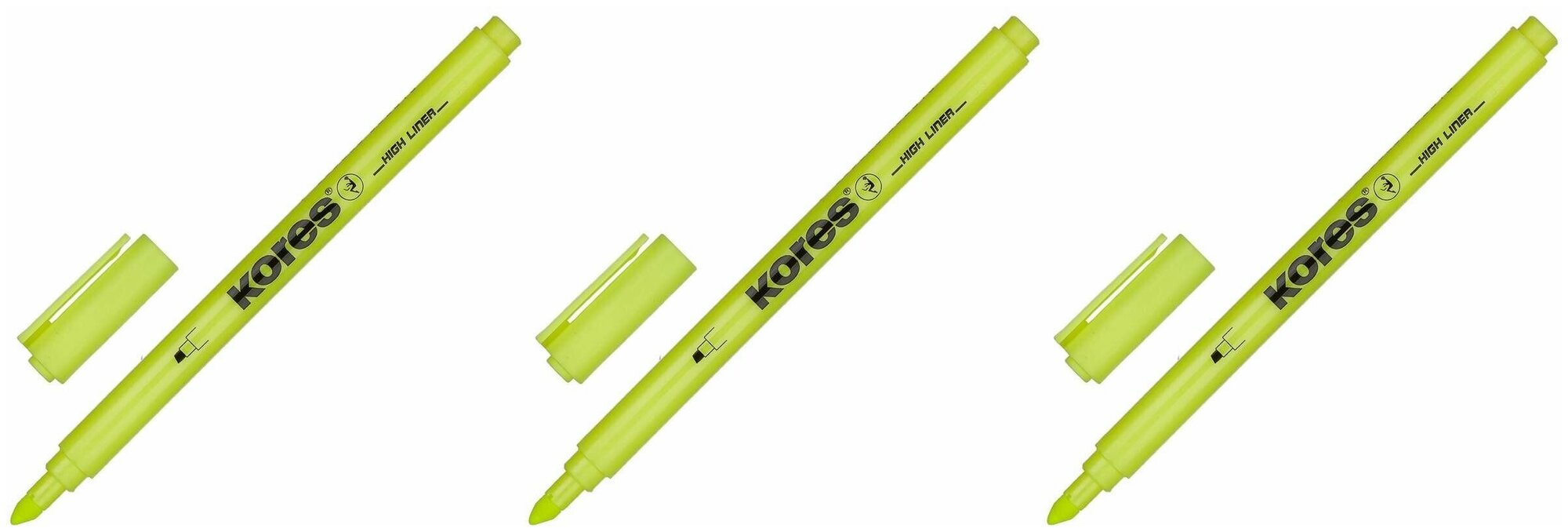 Kores Маркер текстовыделитель Желтый, 0.5-3.5 мм, 3 шт