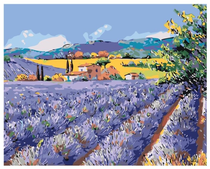 Лавандовый пейзаж Раскраска по номерам на холсте Живопись по номерам