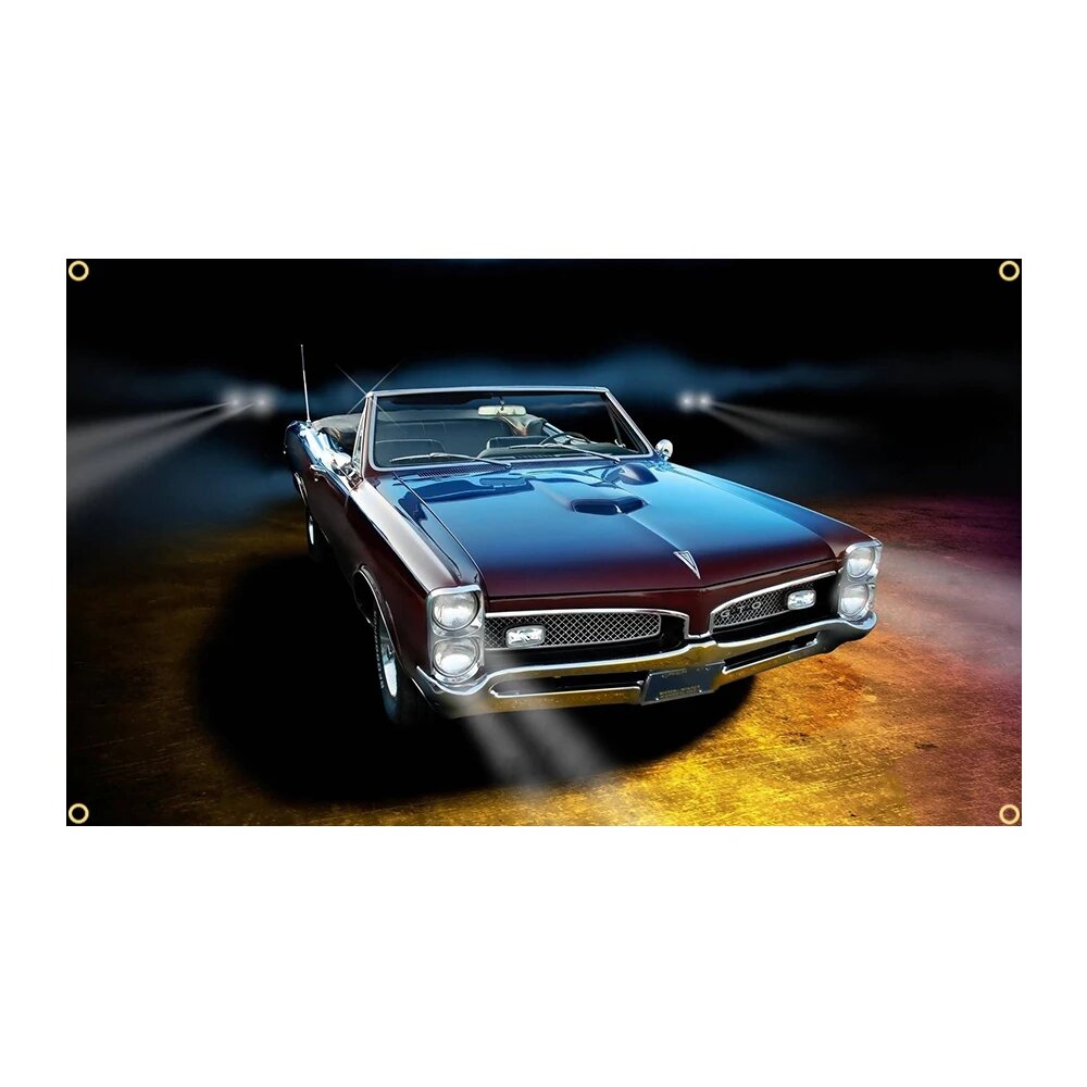 Ретро американский мышечный гоночный автомобиль флаг из полиэстера 120 x 180cm, 4 holes in 4 corners