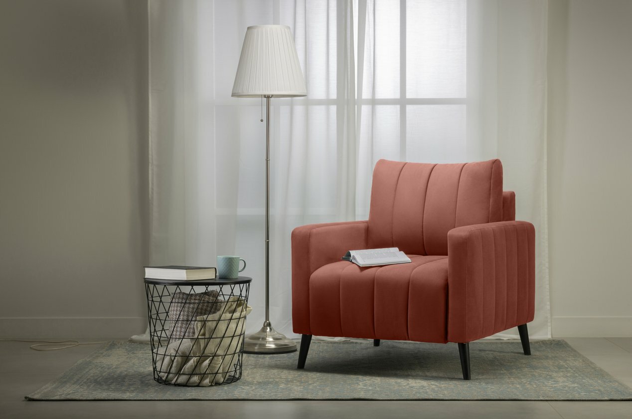 Кресло в гостиную мягкое Divan.ru Маркфул Велюр Терракотовый, терракотовый, велюр, с подлокотниками