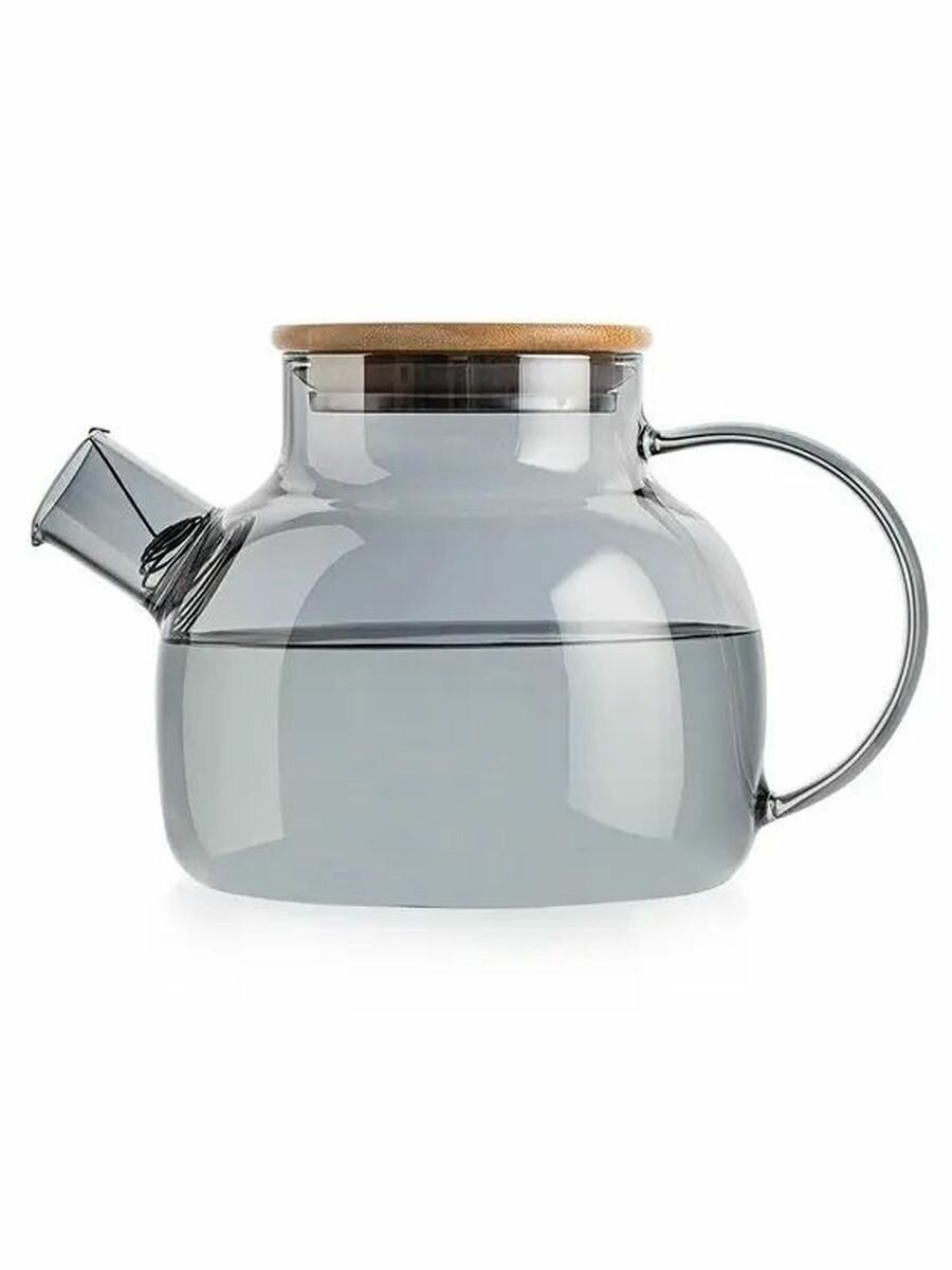 Чайник заварочный "Гранат" серый термостойкое стекло 900 мл.