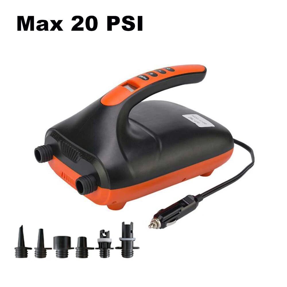 Насос для накачивания SUP Max 16/20 PSI, электрический воздушный насос, насос для накачивания давления, насос для гребной доски, автомобильные аксессуары, Черный