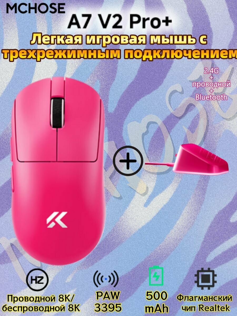 MCHOSE A7 v2 pro+, Игровая мышь с подключением в трех режимах