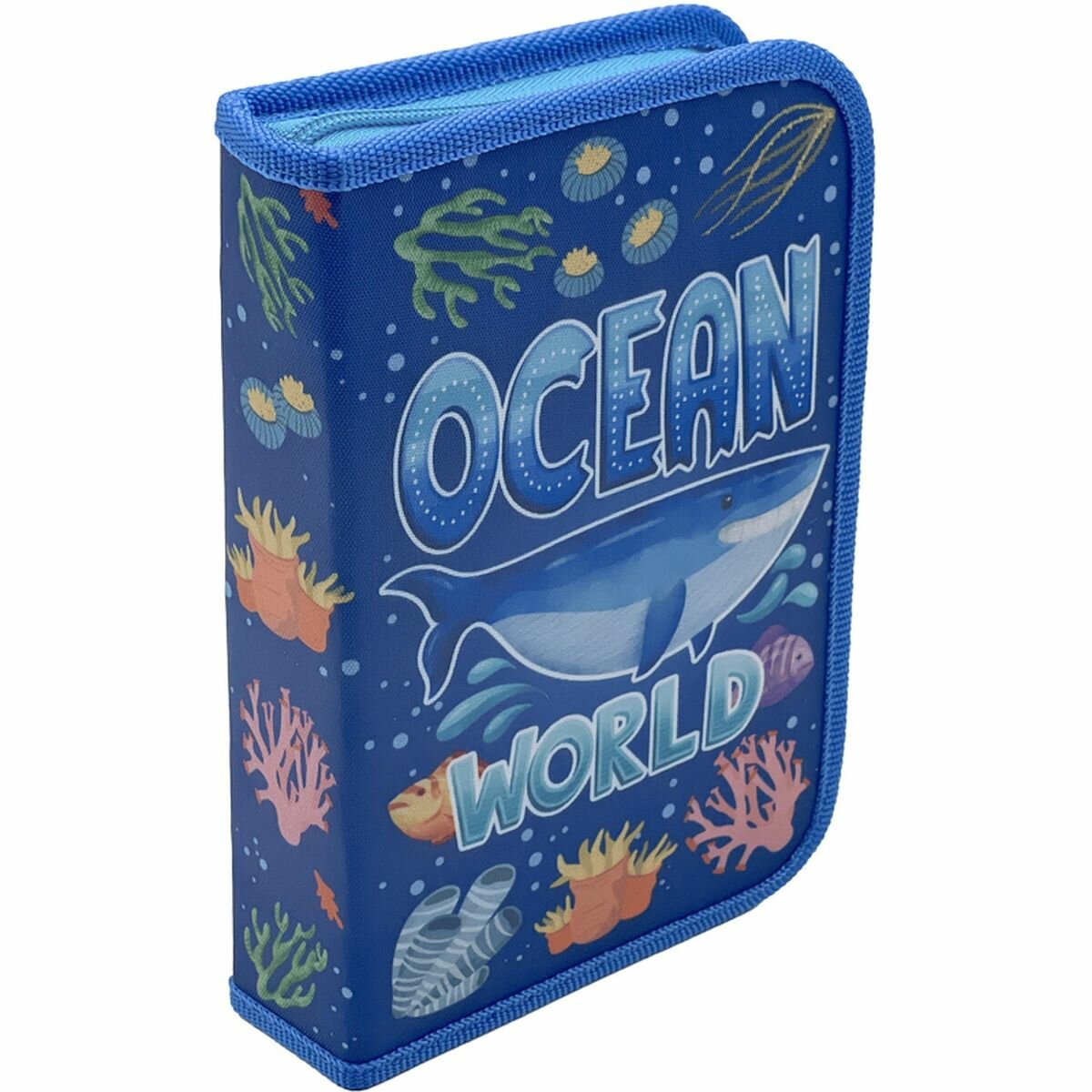 Пенал школьный 1 отделение Подводный мир с двумя откидными планками (2328255)