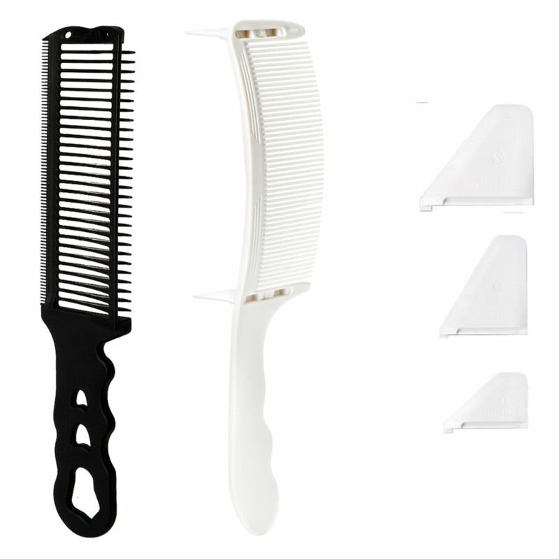 Набор из 2 предметов, машинка для стрижки волос с плоской головкой, расческа волос-белый + черный