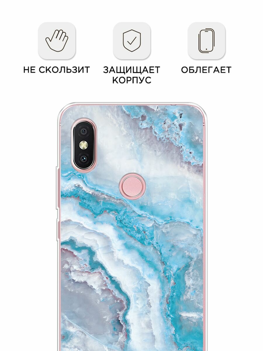 Чехол на Xiaomi Redmi S2 (Redmi Y2) / Сяоми Редми С2 (Редми Y2) с принтом "Нежно-голубой мрамор" — фото 1