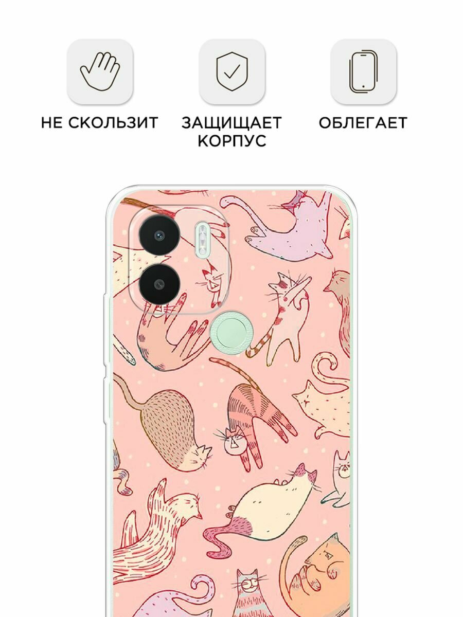 Чехол на Xiaomi Redmi A1+/Redmi A2+/Poco C51/C50 / Редми A1+ с принтом "Розовое счастье" — фото 1