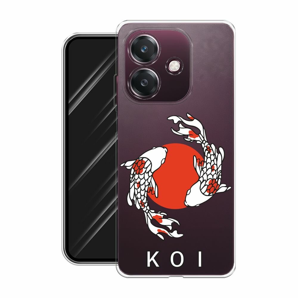 Чехол на Oppo A3/A3x / Оппо А3/A3x с принтом Карпы кои, прозрачный — фото 1