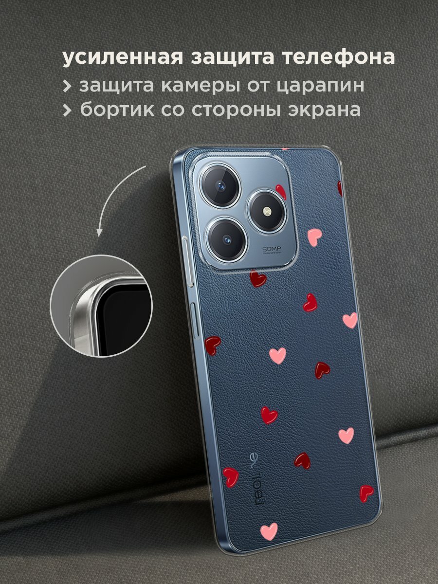 Чехол на Realme C63 / Реалми С63 с принтом "Бордовые сердечки 2" — фото 1