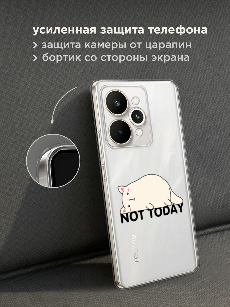 Чехол на Realme 15 Pro / Реалми 15 Про с принтом "Cat not today", прозрачный — фото 1