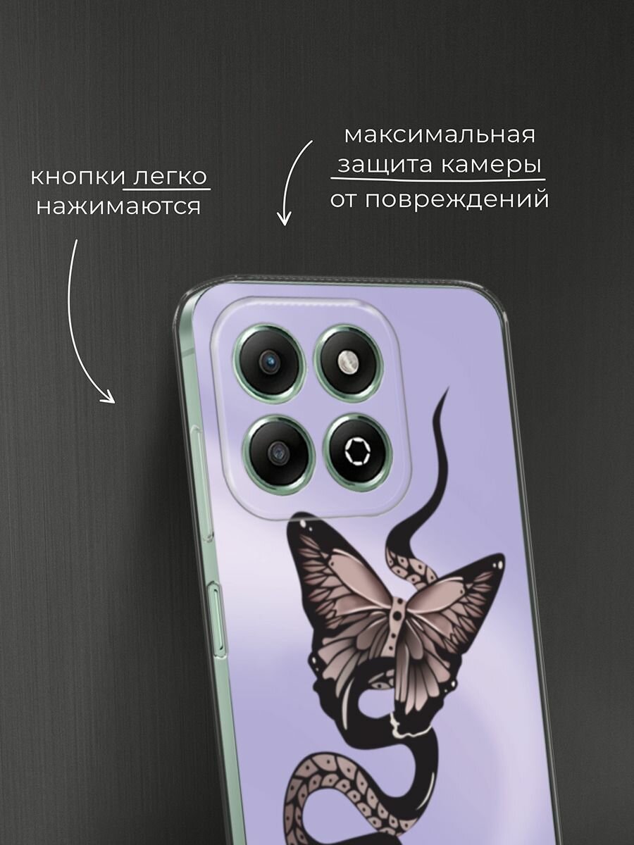 Силиконовый чехол на Honor X6b / Хонор X6b с принтом "Змеебабочка 1" — фото 1