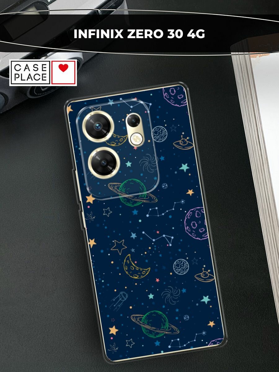 Чехол на Infinix Zero 30 4G / Инфиникс Зеро 30 4G с принтом "Темно-синий космос"