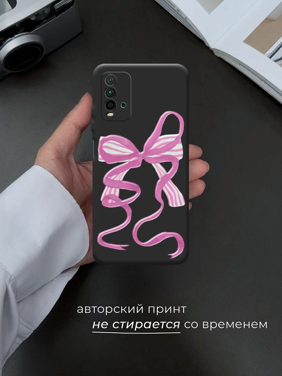 Чехол на Xiaomi Redmi 9T / Редми 9Т с принтом "Синие очертания банта 3" — фото 1