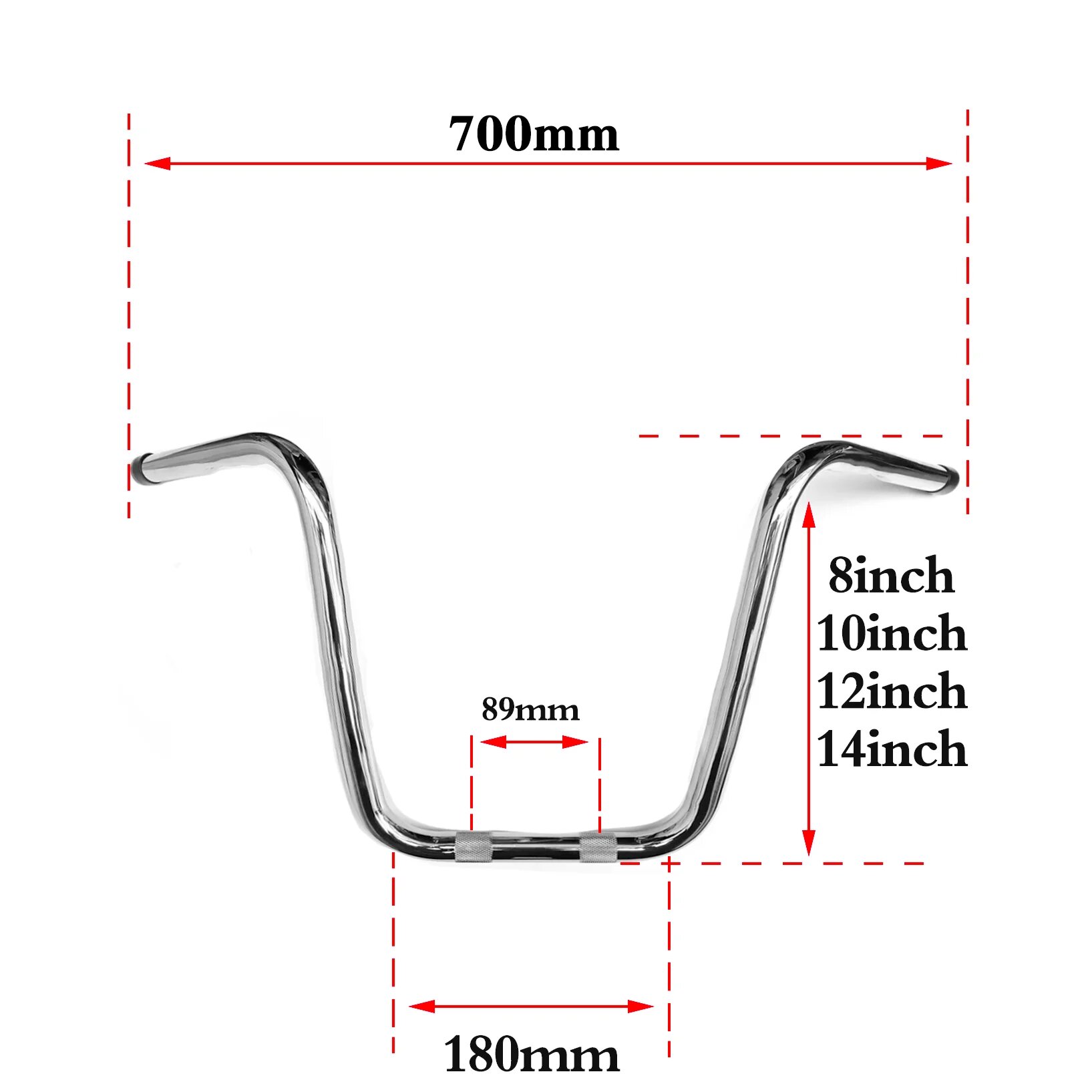 Руль мотоцикла, руль 1 дюйм, 8 дюймов, 10 дюймов, 12 дюймов, 14 дюймов, хромированная и глянцевая черная вешалка для Harley FLST FXST Sportster XL, Chorme 12inch