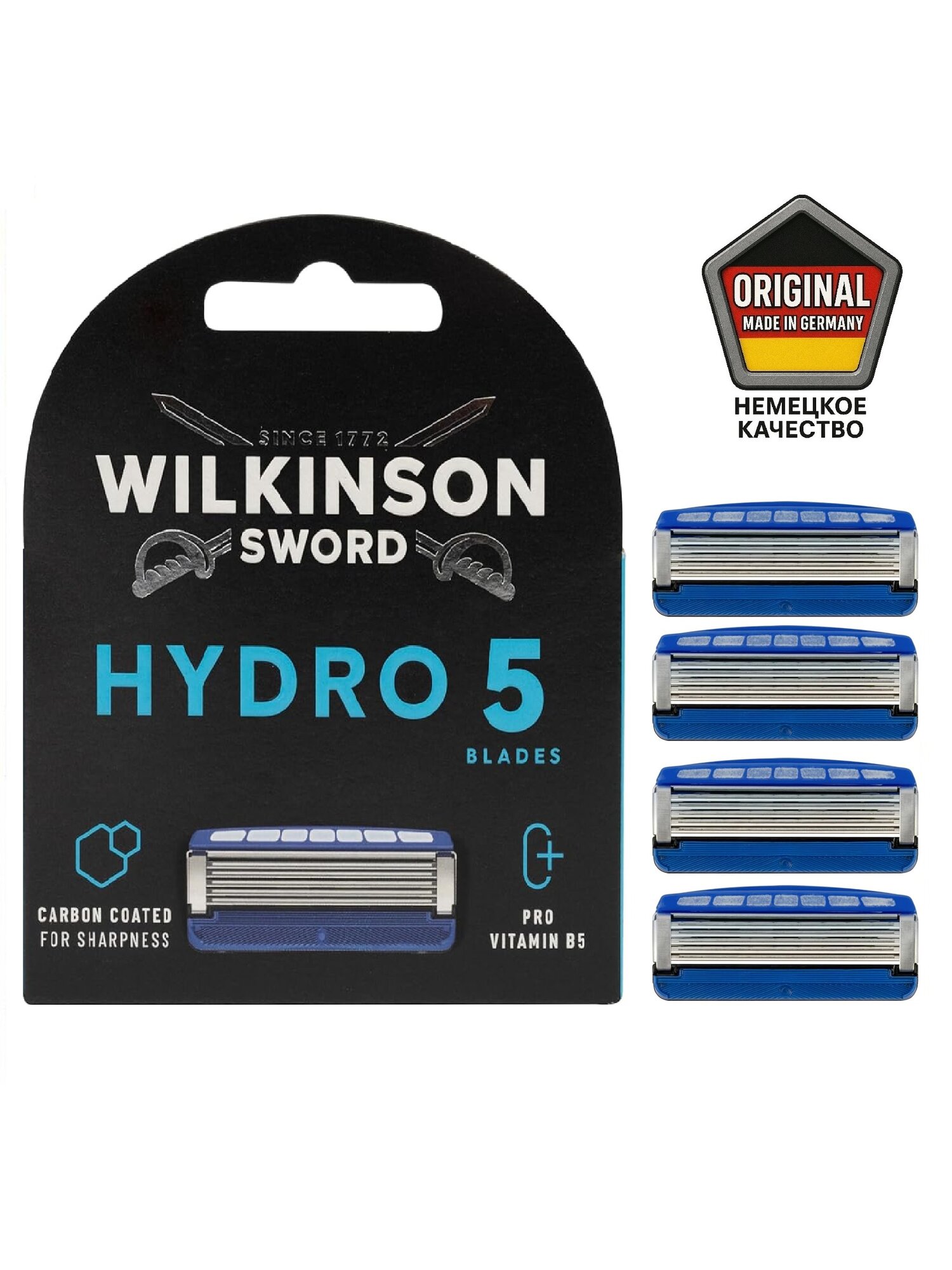 Wilkinson Sword Hydro 5 Carbon Pro / Сменные кассеты для бритвы Hydro (4 шт)