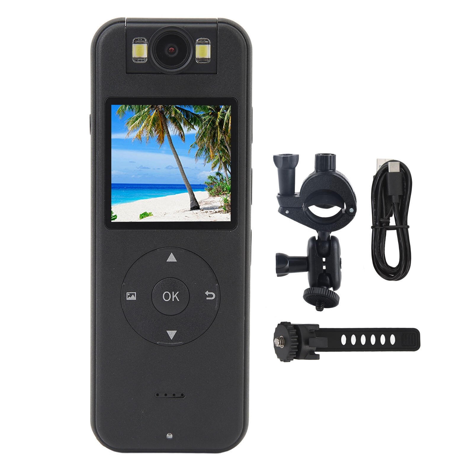 Портативный видео Recorder 4K Wi -Fi 180 градусов вращения корпуса изношенная камера с задним зажимом 1/4 дюймового винтового порта