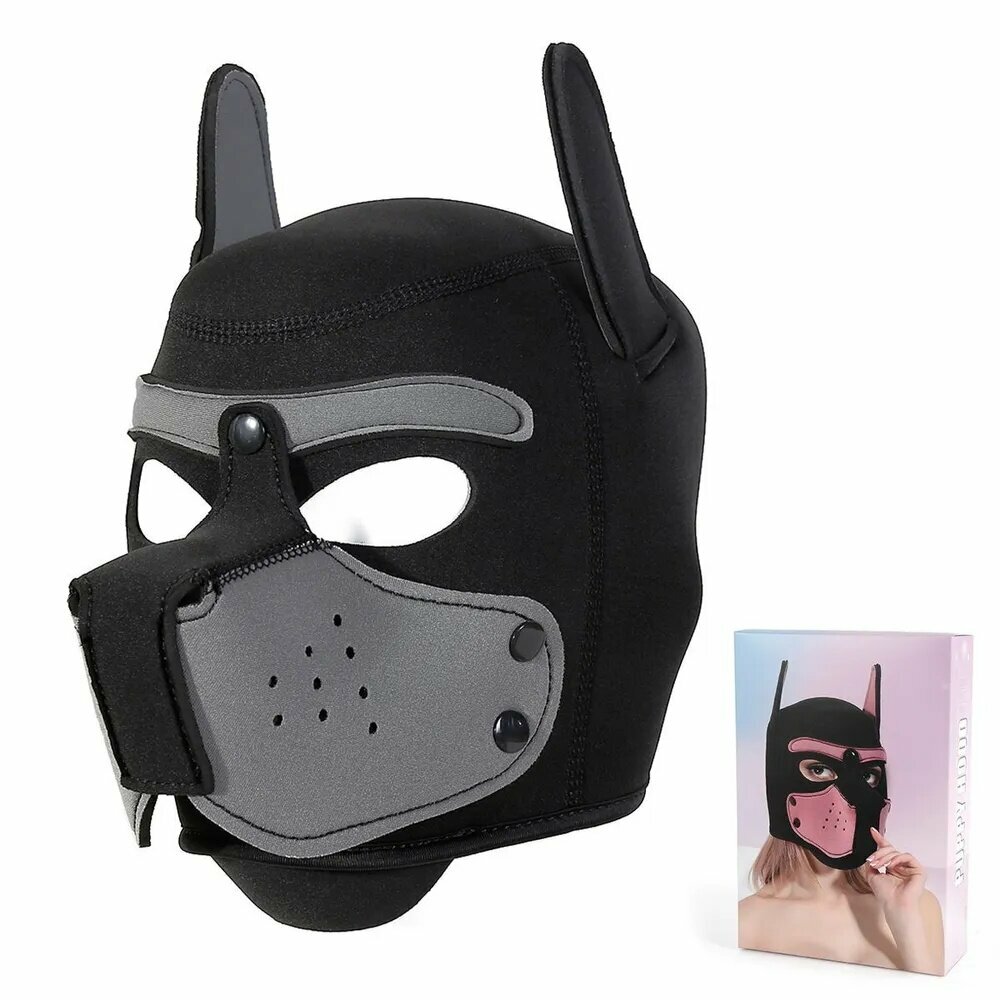 Бдсм маска на голову Puppy Hood (собаки, пса) пет плей тканевая