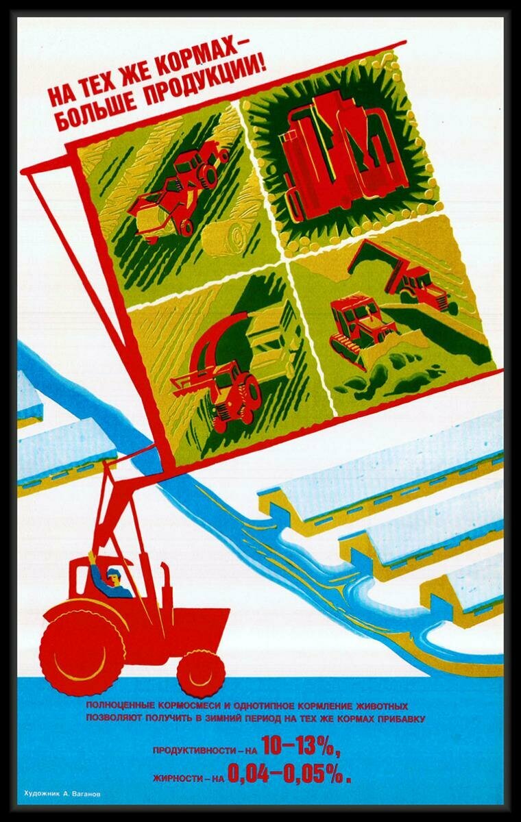 Плакат СССР животноводство; Антиквариат 1970 г; Декор настенный винтажный 43/27 см.