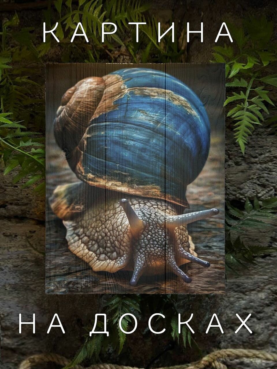 Картина на досках Улитка. 30х40 см