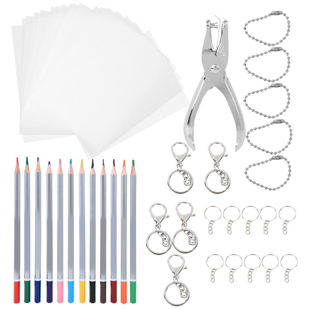 Набор термоусадочной пленки, 12 цветов, карандаши, дырокол, сделай сам, брелок, броши, материал20145-1 #