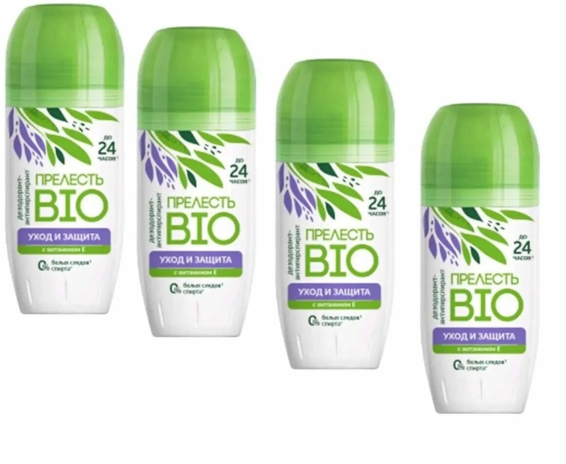 Дезодорант-ролик Прелесть БИО, Уход и защита, 50 мл, 4шт