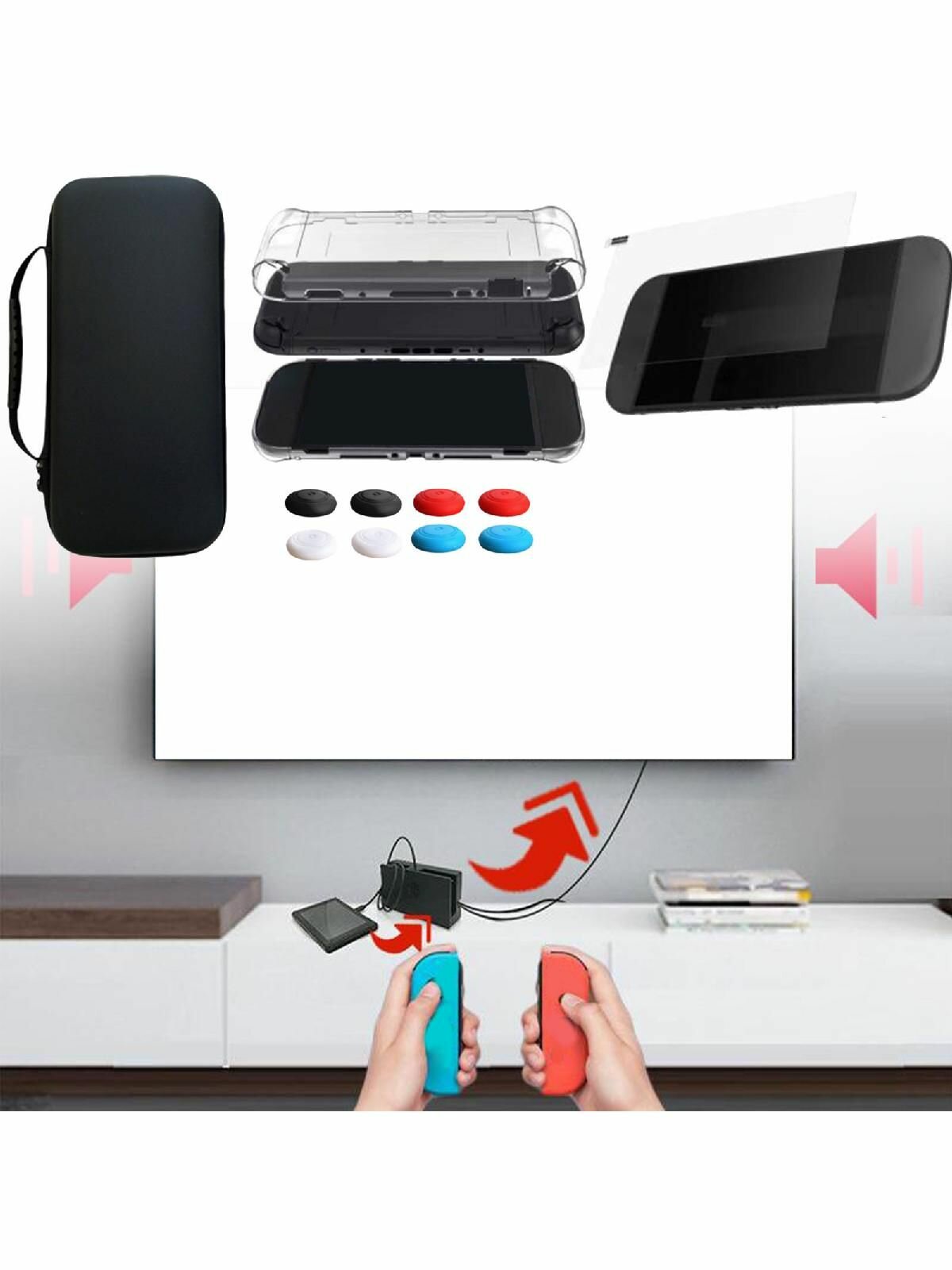 Запчастьдля игровой консоли, Подходит для набора комбинированных сумок для хранения аксессуаров switch2-упаковка 5