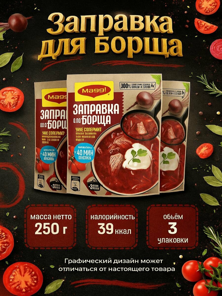 Заправка для борща MAGGI свекольно-томатная, 250г x 3 упаковки