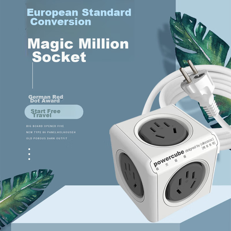 Alekouo Standard to German Standard Conversion Plug Cube Socket, European to National Standard Converter, for Germany, France, South Korea, Bali, Travel Abroad