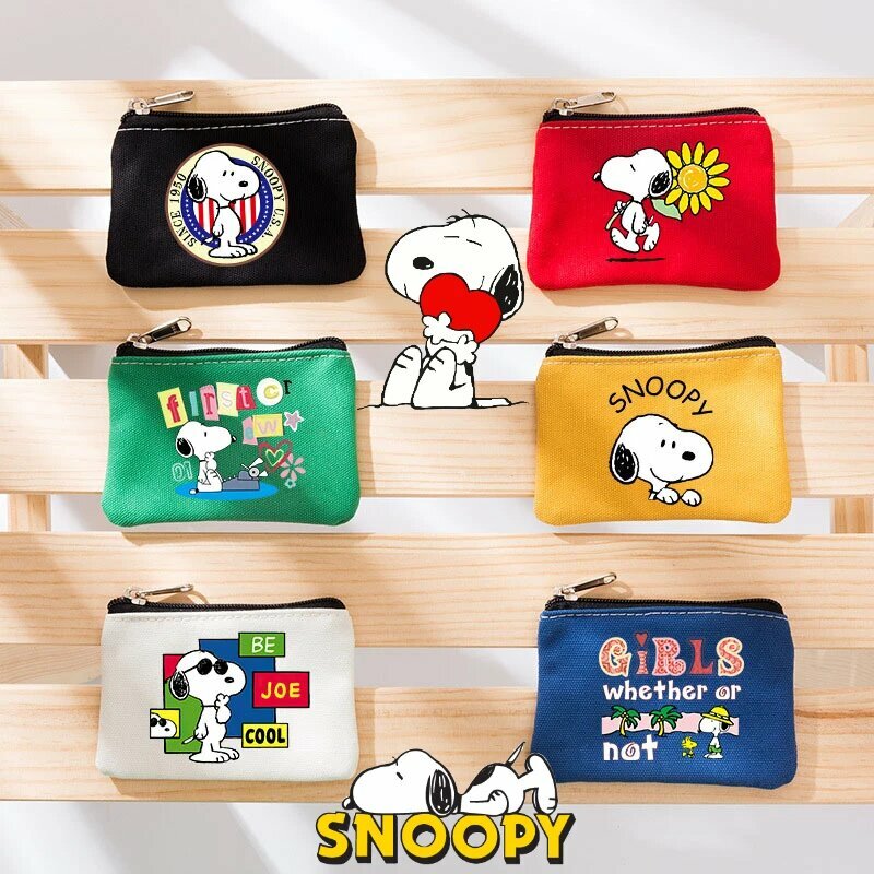 Мини-кошелек для монет Мiniso Snoopy, простая сумка для хранения из хлопковой ткани — фото 1