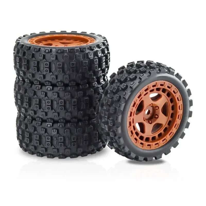 4 шт. Пластиковые колеса с резиновой шиной 69 мм для моделей 1/18 brown