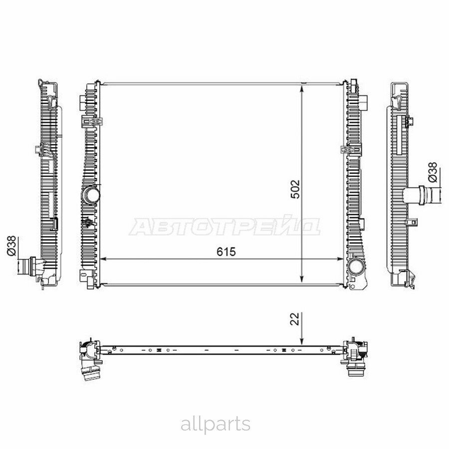 SAT ST-10-0106 Радиатор BMW 3-Series 18-22 / 4-Series 20- / Z4 18-23 / Toyota Supra 18-