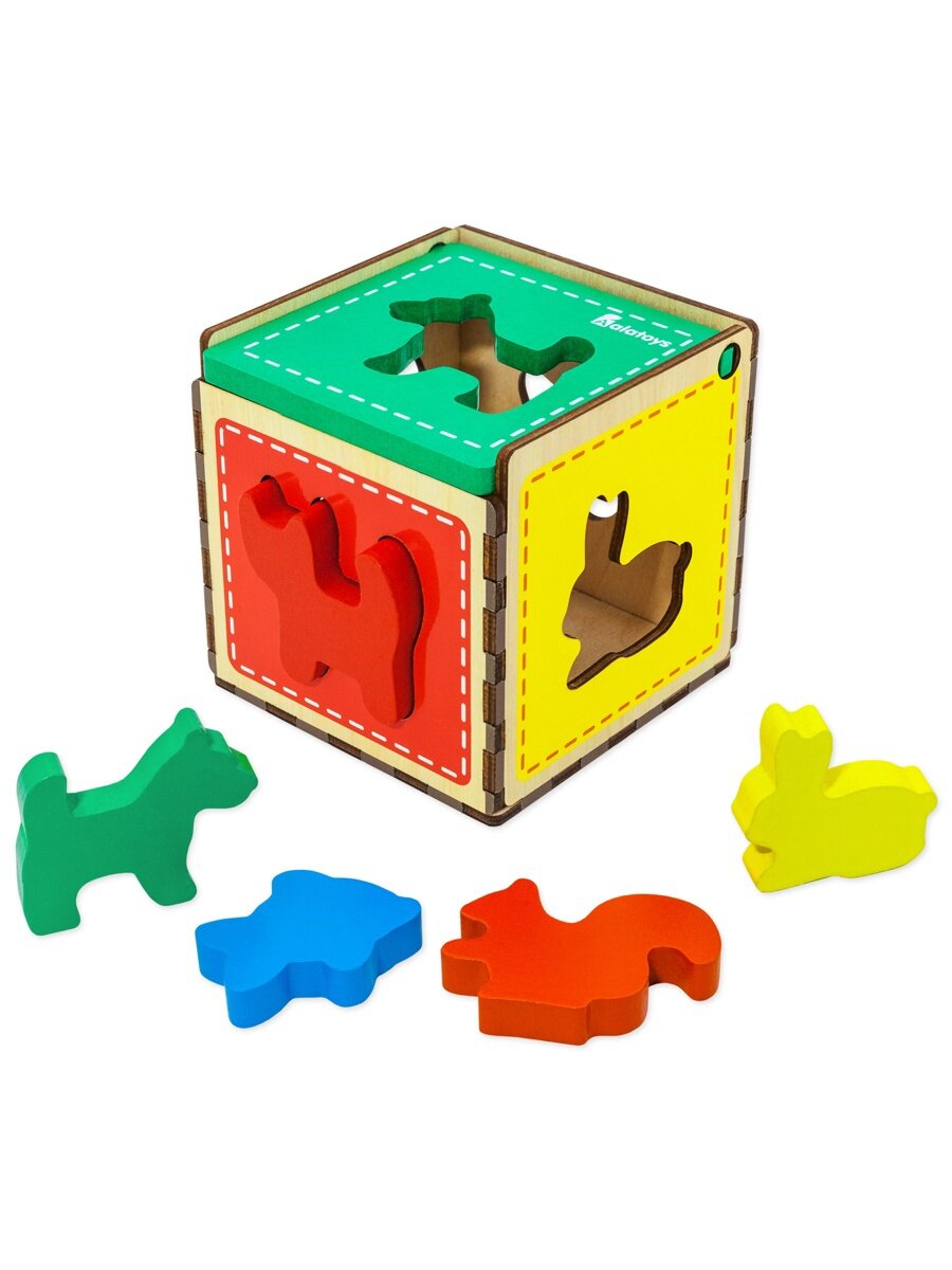 Сортер «Куб. Животные» Alatoys, 5 фигур животных