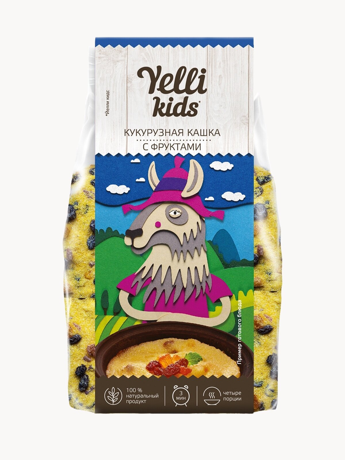 Кукурузная кашка с фруктами Yelli kids 120г