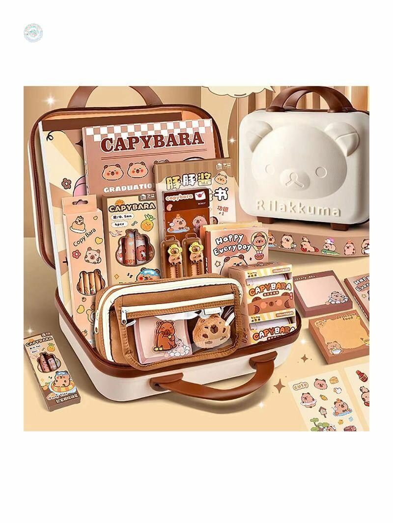 Набор канцелярских принадлежностей с капибарой для школы и учебы милые и практичные канцтовары для детей и студентов
