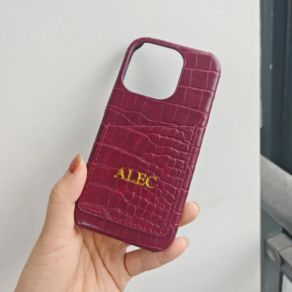 Персонализированный кожаный чехол с именной надписью для iPhone 17 16 15 14 13 12 iPhone17 Про Макс